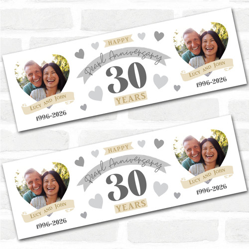 Personalised Party Banner For 30th Wedding Anniversary Pearl 30 Years ...