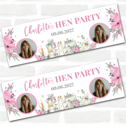 Personalised Party Banner For Hen Do Hen Party Photo Pink Flowers - The ...