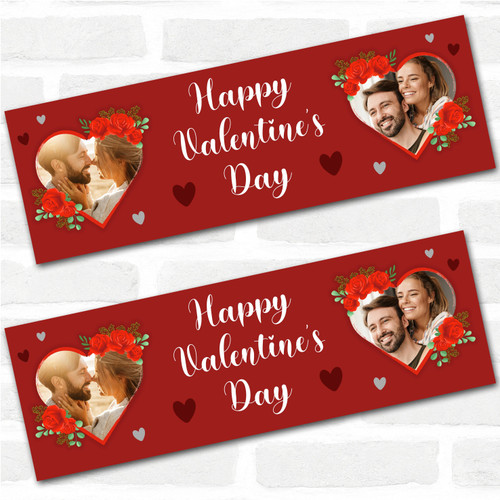 Personalised Party Banner For Valentine's Day Photo Red Rose Heart ...
