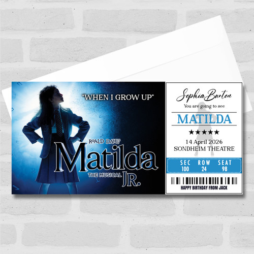 Matilda Personalised Gift Voucher Surprise Theatre Ticket - The Card Zoo