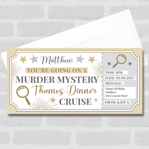 Murder Mystery Thames Dinner Cruise Personalised Gift Voucher Surprise ...