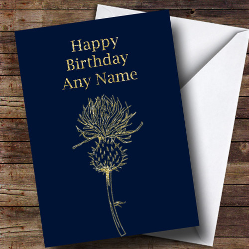 Gold Scottish Thistle Personalised Birthday Card - The Card Zoo