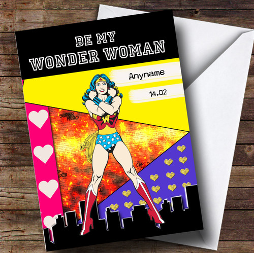 Wonder Woman Valentines Personalised Card - The Card Zoo