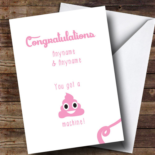 Personalised Pink Poo Congratulations New Baby Card - The Card Zoo