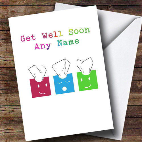 Personalised Tissue Boxes Get Well Soon Card - The Card Zoo