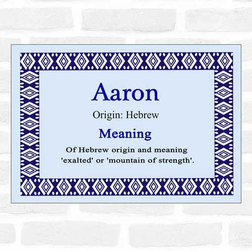 Aaron Name Meaning Blue Certificate - The Card Zoo