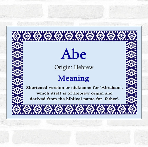 Abe Name Meaning Blue Certificate - The Card Zoo