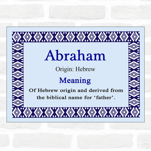 Abraham Name Meaning Blue Certificate - The Card Zoo