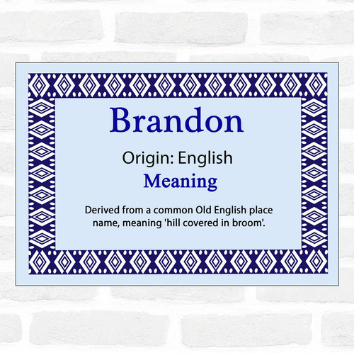 Brandon Name Meaning Blue Certificate - The Card Zoo
