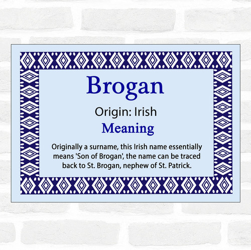 Brogan Name Meaning Blue Certificate - The Card Zoo