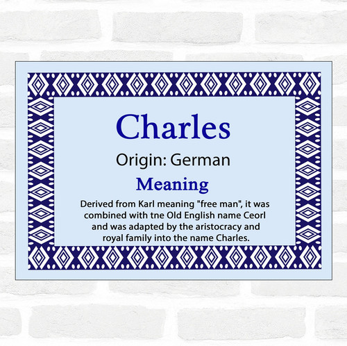 Charles Name Meaning Blue Certificate - The Card Zoo