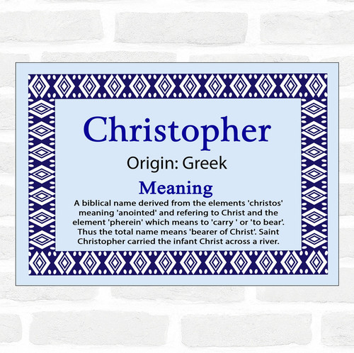 Christopher Name Meaning Blue Certificate - The Card Zoo