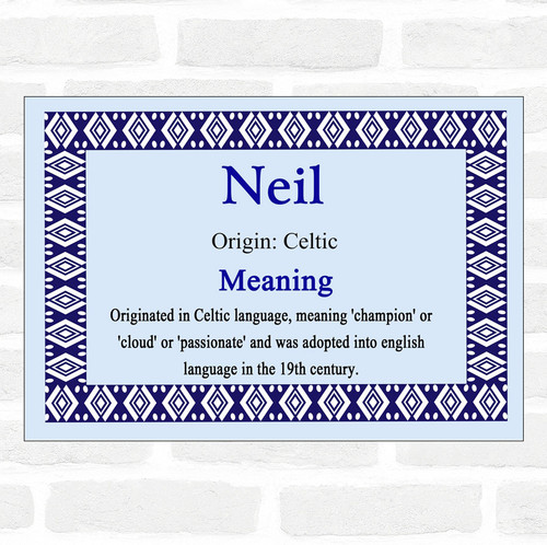 Neil Name Meaning Blue Certificate - The Card Zoo