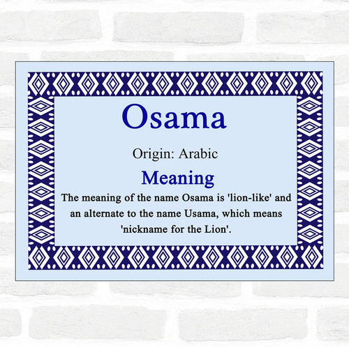 Osama Name Meaning Blue Certificate - The Card Zoo