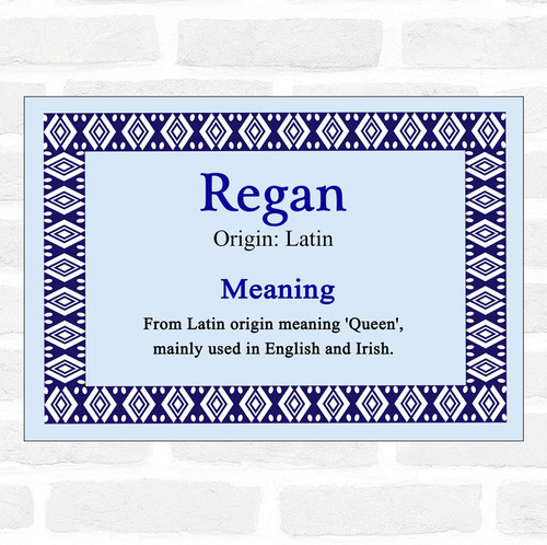 Regan Name Meaning Blue Certificate - The Card Zoo