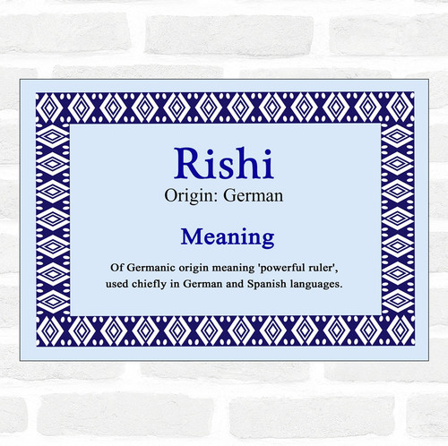 Rishi Name Meaning Blue Certificate - The Card Zoo