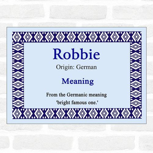 Robbie Name Meaning Blue Certificate - The Card Zoo