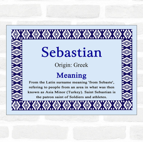 Sebastian Name Meaning Blue Certificate - The Card Zoo
