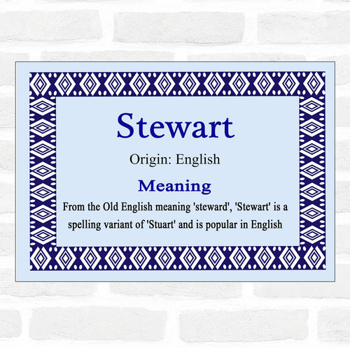 Stewart Name Meaning Blue Certificate - The Card Zoo