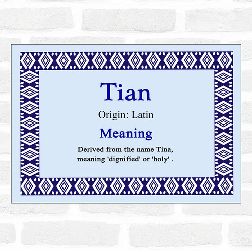 Tian Name Meaning Blue Certificate - The Card Zoo