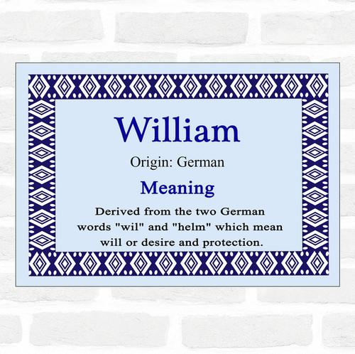 William Name Meaning Blue Certificate - The Card Zoo