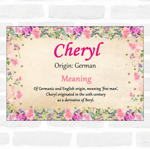 Cheryl Name Meaning Floral Certificate - The Card Zoo