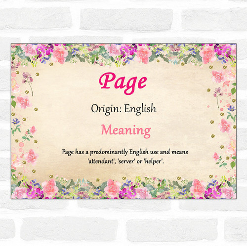 Page Name Meaning Floral Certificate - The Card Zoo