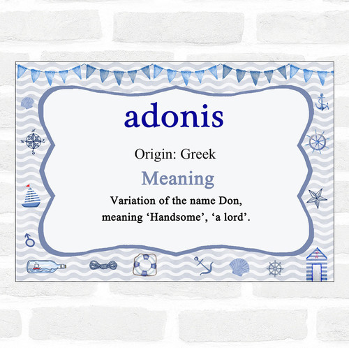 Adonis Name Meaning Nautical Certificate - The Card Zoo