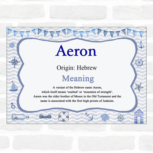 Aeron Name Meaning Nautical Certificate - The Card Zoo