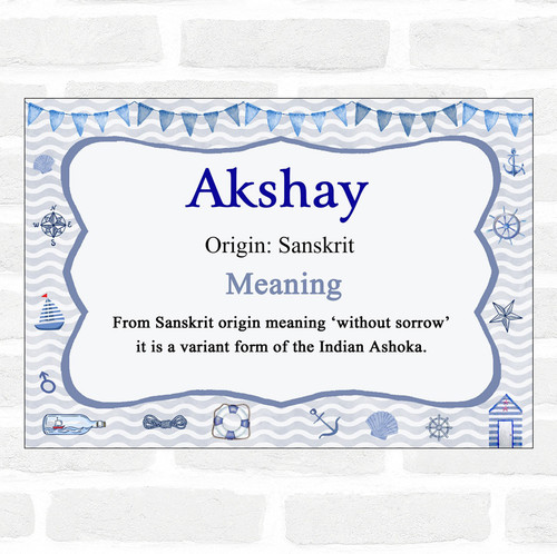 Akshay Name Meaning Nautical Certificate - The Card Zoo