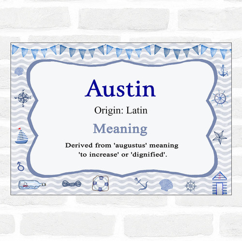 Austin Name Meaning Nautical Certificate - The Card Zoo