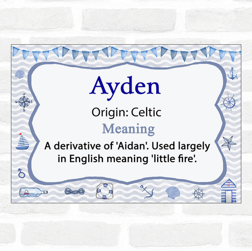 Ayden Name Meaning Nautical Certificate - The Card Zoo