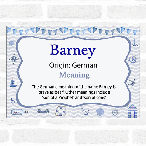 Barney Name Meaning Nautical Certificate - The Card Zoo