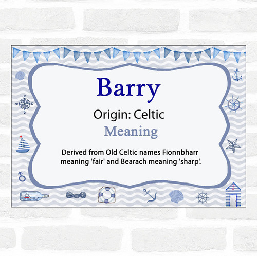 Barry Name Meaning Nautical Certificate - The Card Zoo