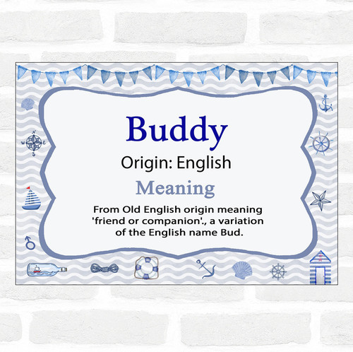 Buddy Name Meaning Nautical Certificate - The Card Zoo