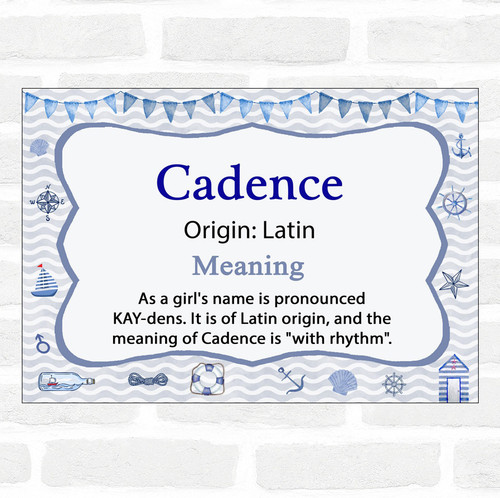 Cadence Name Meaning Nautical Certificate - The Card Zoo