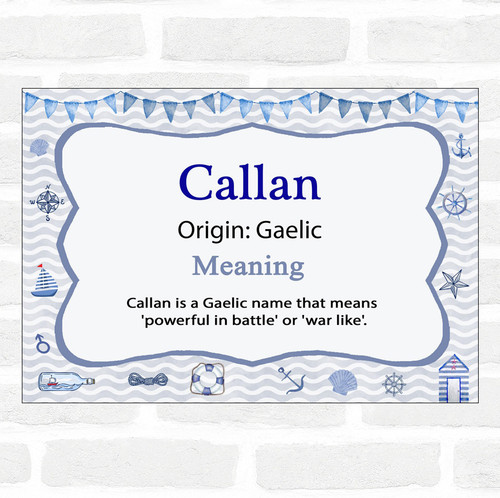 Callan Name Meaning Nautical Certificate - The Card Zoo