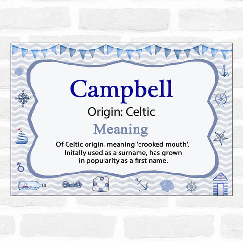 Campbell Name Meaning Nautical Certificate - The Card Zoo