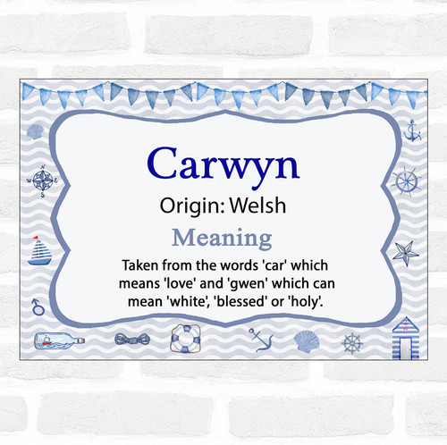 Carwyn Name Meaning Nautical Certificate - The Card Zoo