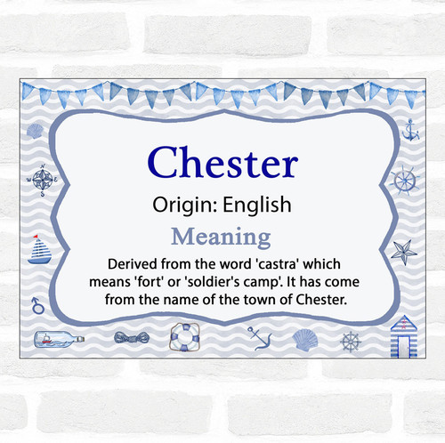Chester Name Meaning Nautical Certificate - The Card Zoo
