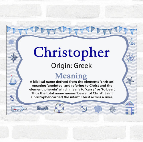 Christopher Name Meaning Nautical Certificate - The Card Zoo