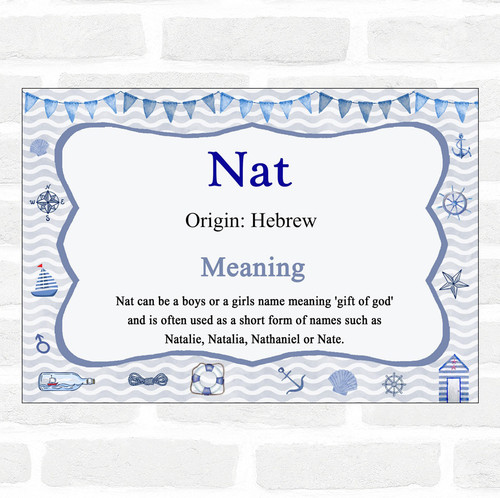 Nat Name Meaning Nautical Certificate - The Card Zoo