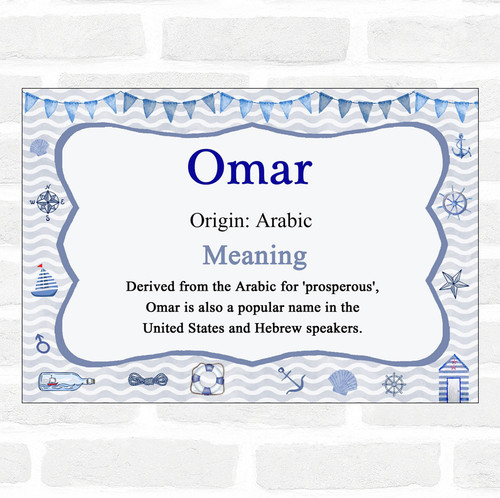 Omar Name Meaning Nautical Certificate - The Card Zoo