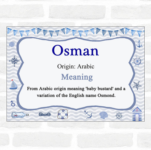 Osman Name Meaning Nautical Certificate - The Card Zoo