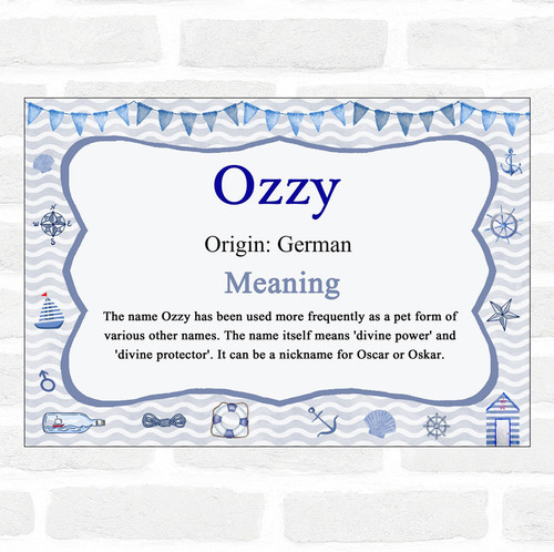 Ozzy Name Meaning Nautical Certificate - The Card Zoo