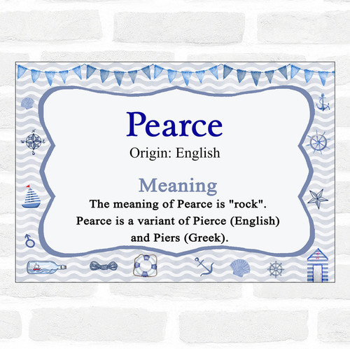 Pearce Name Meaning Nautical Certificate - The Card Zoo