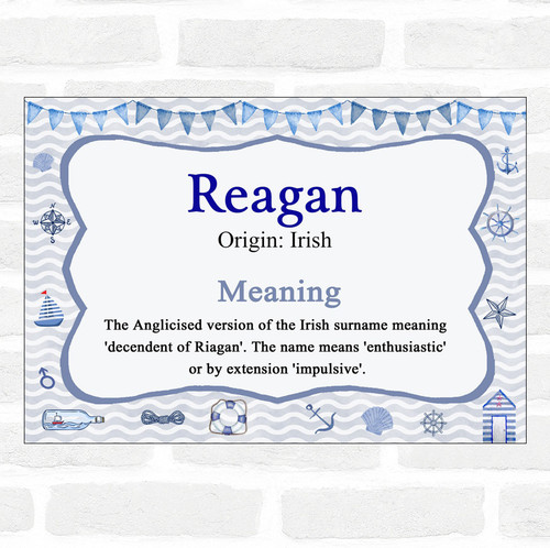 Reagan Name Meaning Nautical Certificate - The Card Zoo