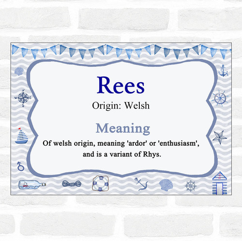 Rees Name Meaning Nautical Certificate - The Card Zoo