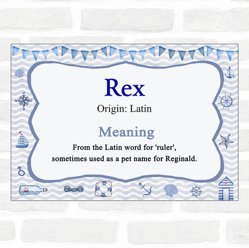 Rex Name Meaning Nautical Certificate - The Card Zoo