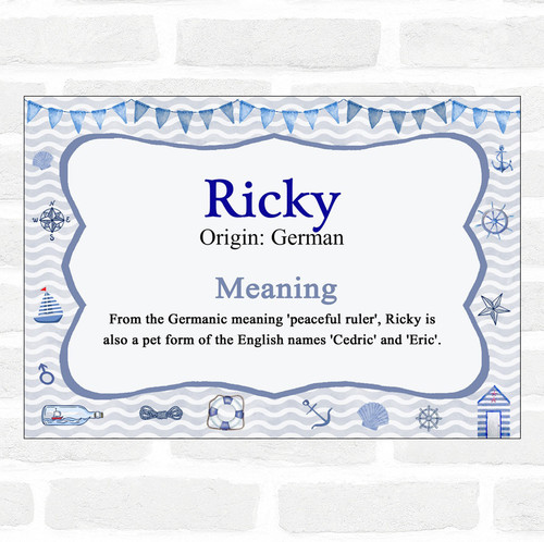 Ricky Name Meaning Nautical Certificate - The Card Zoo